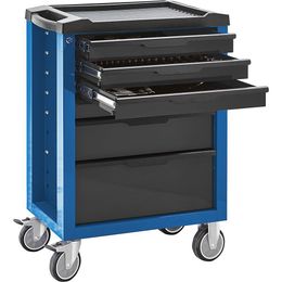 Werkzeugwagen mit 6 Schubladen, HxBxT 977 x 708 x 459 mm, enzianblau/schwarz kaiserkraft
