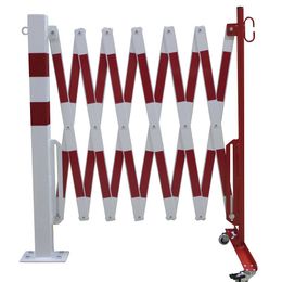 CrashStop Sperrpfosten mit Scherengitter, Vierkantrohr 70 x 70 mm, zum Aufd&uuml;beln, rot / wei&szlig;, L&auml;nge max. 4000 mm