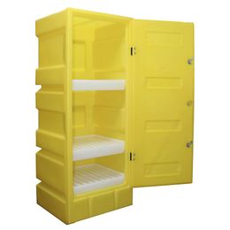 Umweltschrank aus PE, Auffangvolumen 70 l, 3 PE-Wannenb&ouml;den, HxBxT 1650 x 650 x 570 mm kaiserkraft