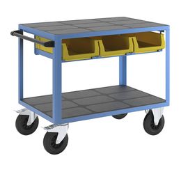 eurokraft pro Montagewagen, Tragfähigkeit 500 kg, mit 3 PE-Kästen als Schubfächer, LxBxH 1130 x 700 x 895 mm