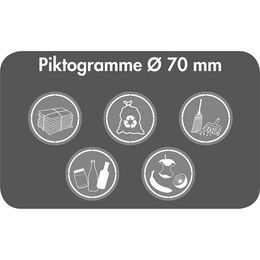 Piktogramme, Ø 70 mm, international, mit Symbolen, weiß kaiserkraft