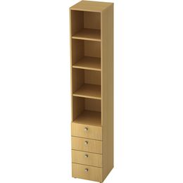 eurokraft pro Kombi-Schrank, 3 Fachböden, 4 Schubladen, Buche / Buche