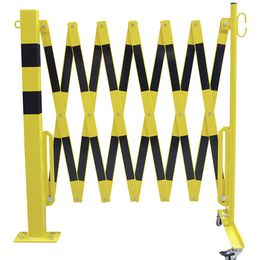 CrashStop Sperrpfosten mit Scherengitter, Vierkantrohr 70 x 70 mm, zum Aufd&uuml;beln, gelb / schwarz, L&auml;nge max. 4000 mm