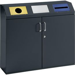 eurokraft pro Wertstoffsammelschrank, Volumen 3 x 80 l, antik-silber