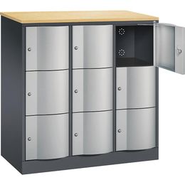 C+P 3er-Schlie&szlig;fachschrank Resisto, 3 Abteile, schwarzgrau / wei&szlig;aluminium