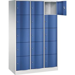 C+P 5er-Schlie&szlig;fachschrank Resisto, 3 Abteile, lichtgrau / enzianblau