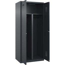 Schwarz-Wei&szlig;-Spind Evolo PLUS, 1 Abteil, Trennwand verk&uuml;rzt, grau, B 800 mm, mit Bodengleitern, Zylinderschloss kaiserkraft