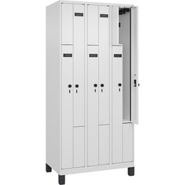 Z-Spind Evolo PLUS, 3 Abteile, wei&szlig;, B 900 mm, 6 F&auml;cher, mit breiten F&uuml;&szlig;en, Sicherheits-Drehriegel kaiserkraft