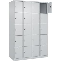 5er-Schlie&szlig;fachschrank Evolo PLUS, 4 Abteile, lichtgrau, B 1200 mm, 20 F&auml;cher, mit Bodengleitern, Zylinderschloss kaiserkraft