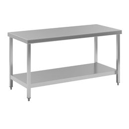 Edelstahl-Arbeitstisch, Arbeitsh&ouml;he 850 mm, BxT 1600 x 700 mm, mit Ablageboden kaiserkraft