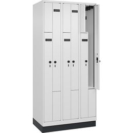 Z-Spind Evolo PLUS, 3 Abteile, wei&szlig;, B 900 mm, 6 F&auml;cher, mit Bodensockel, Sicherheits-Drehriegel kaiserkraft