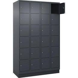 6er-Schlie&szlig;fachschrank Evolo PLUS, 4 Abteile, grau, B 1200 mm, 24 F&auml;cher, mit Bodensockel, Zylinderschloss kaiserkraft