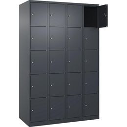 5er-Schlie&szlig;fachschrank Evolo PLUS, 4 Abteile, grau, B 1200 mm, 20 F&auml;cher, mit Bodengleitern, Zylinderschloss kaiserkraft