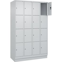 4er-Schlie&szlig;fachschrank Evolo PLUS, 4 Abteile, lichtgrau, B 1200 mm, 16 F&auml;cher, mit Bodensockel, Zylinderschloss kaiserkraft