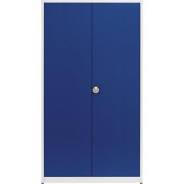 Mauser Universalschrank, extrahoch, HxBxT 2200 x 1200 x 420 mm, lichtgrau / ultramarinblau