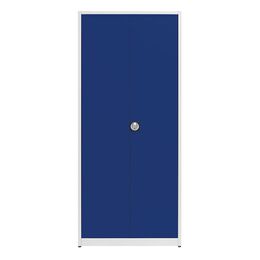 Mauser Universalschrank, extrahoch, HxBxT 2200 x 950 x 500 mm, lichtgrau / ultramarinblau