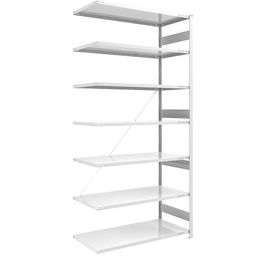 eurokraft pro Schwerlast-Steckregal, RAL 7035, Regalhöhe 3000 mm, Anbauregal, BxT 1300 x 800 mm