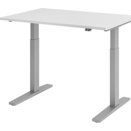 UPLINER-K - Schreibtisch, elektrisch höhenverstellbar, mit Tastschalter, BxT 1200 x 800 mm, lichtgrau/alusilber kaiserkraft
