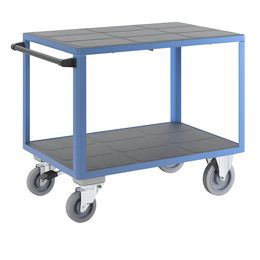 eurokraft pro Montagewagen, Tragfähigkeit 500 kg, 2 Ladeflächen, mit Zentralstopp, Ladefläche 1050 x 700 mm, lichtblau