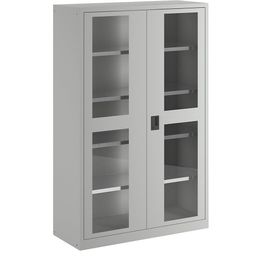 LISTA Fl&uuml;gelt&uuml;rschrank, Sichtfenstert&uuml;ren, HxB 1950 x 1250 mm, Tiefe 500 mm, lichtgrau RAL 7035
