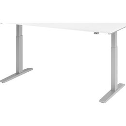 UPLINER-K - Schreibtisch, elektrisch höhenverstellbar, mit Tastschalter, BxT 1800 x 800 mm, weiß/alusilber kaiserkraft