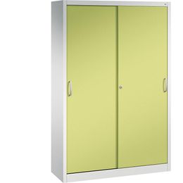 C+P ACURADO Schiebetürenschrank, 4 Fachböden, HxBxT 1950 x 1200 x 400 mm, lichtgrau / viridingrün
