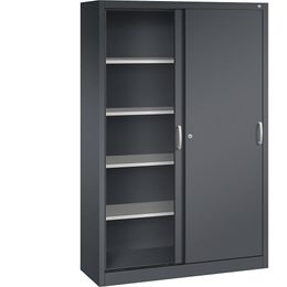 C+P ACURADO Schiebet&uuml;renschrank, 4 Fachb&ouml;den, HxBxT 1950 x 1200 x 400 mm, schwarzgrau