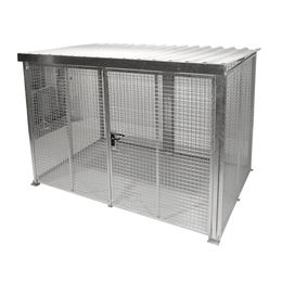 eurokraft pro Gasflaschen-Gittercontainer, mit Dach und Doppelfl&uuml;geltor, BxT 3100 x 2100 mm
