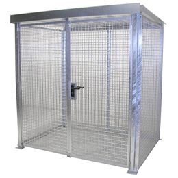 eurokraft pro Gasflaschen-Gittercontainer, mit Dach und Doppelfl&uuml;geltor, BxT 2100 x 1500 mm