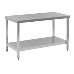 Edelstahl-Arbeitstisch, Arbeitsh&ouml;he 850 mm, BxT 1400 x 700 mm, mit Ablageboden kaiserkraft