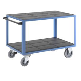 eurokraft pro Montagewagen, Tragfähigkeit 500 kg, 2 Ladeflächen, mit Zentralstopp, Ladefläche 1250 x 800 mm, lichtblau