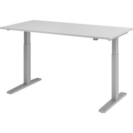 UPLINER-K - Schreibtisch, elektrisch höhenverstellbar, mit Tastschalter, BxT 1600 x 800 mm, lichtgrau/alusilber kaiserkraft