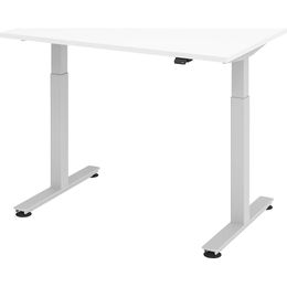 Schreibtisch, elektrisch h&ouml;henverstellbar, gerade, BxT 1200 x 800 mm, wei&szlig;/alusilber kaiserkraft