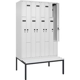 Z-Spind Evolo PLUS Sitzbank, 4 Abteile, wei&szlig;, B 1200 mm, Sicherheits-Drehriegel, mit untergebauter Sitzbank, Kunststoff kaiserkraft