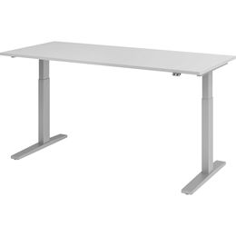 UPLINER-K - Schreibtisch, elektrisch höhenverstellbar, mit Tastschalter, BxT 1800 x 800 mm, lichtgrau/alusilber kaiserkraft