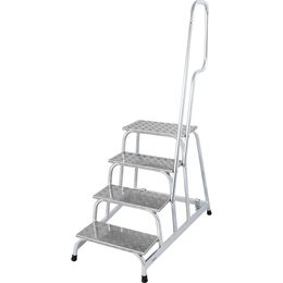 Krause Mobiler Montagetritt STABILO, 2 Bockrollen, Handlauf einseitig, 4 Stufen