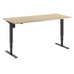 Schreibtisch Atlanta, elektrisch höhenverstellbar, gerade, BxT 1800 x 800 mm, Eiche/schwarz kaiserkraft