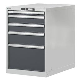 LISTA Werkbank-Baukastensystem, Unterbauschrank, H&ouml;he 800 mm, 5 Schubladen, graumetallic