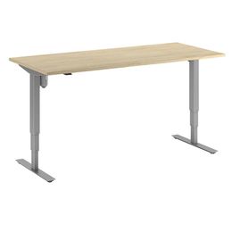 Schreibtisch Atlanta, elektrisch höhenverstellbar, gerade, BxT 1800 x 800 mm, Eiche/silber kaiserkraft