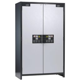 ASECOS Feuerbest&auml;ndiger Industrie-Gefahrstoffschrank Typ 90, HxBxT 1955 x 1200 x 615 mm, 2-t&uuml;rig, wei&szlig;aluminium
