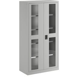 LISTA Fl&uuml;gelt&uuml;rschrank, Sichtfenstert&uuml;ren, HxB 1950 x 1000 mm, Tiefe 500 mm, lichtgrau RAL 7035