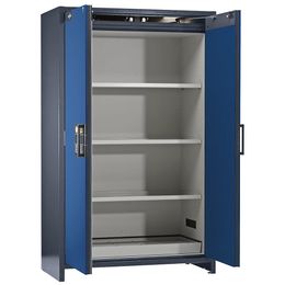 ASECOS Feuerbest&auml;ndiger Industrie-Gefahrstoffschrank Typ 90, HxBxT 1955 x 1200 x 615 mm, 2-t&uuml;rig, enzianblau