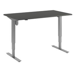 Schreibtisch Atlanta, elektrisch höhenverstellbar, gerade, BxT 1400 x 800 mm, dunkelgrau/silber kaiserkraft