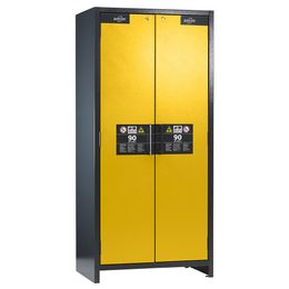 ASECOS Feuerbest&auml;ndiger Industrie-Gefahrstoffschrank Typ 90, HxBxT 1955 x 900 x 615 mm, 2-t&uuml;rig, goldgelb