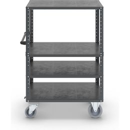 eurokraft pro Etagenwagen CustomLine, 4-seitig offen, 4 Etagen, mit Zentralstopp, anthrazitgrau RAL 7016