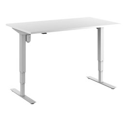 Schreibtisch Atlanta, elektrisch höhenverstellbar, gerade, BxT 1400 x 800 mm, weiß/weiß kaiserkraft