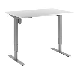 Schreibtisch Atlanta, elektrisch höhenverstellbar, gerade, BxT 1200 x 800 mm, weiß/silber kaiserkraft