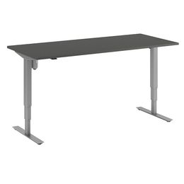 Schreibtisch Atlanta, elektrisch höhenverstellbar, gerade, BxT 1800 x 800 mm, dunkelgrau/silber kaiserkraft