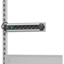 Steckdosenleiste, zur Befestigung an Aufsatzholmen, 6fach-Stecker, mit An-/Aus-Schalter kaiserkraft
