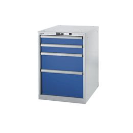 LISTA Werkbank-Baukastensystem, Unterbauschrank, Höhe 800 mm, 4 Schubladen, enzianblau